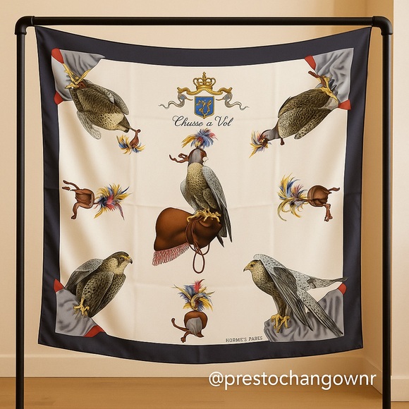 Hermes | Accessories | Herms Falcon Print Silk Scarf | Poshmark